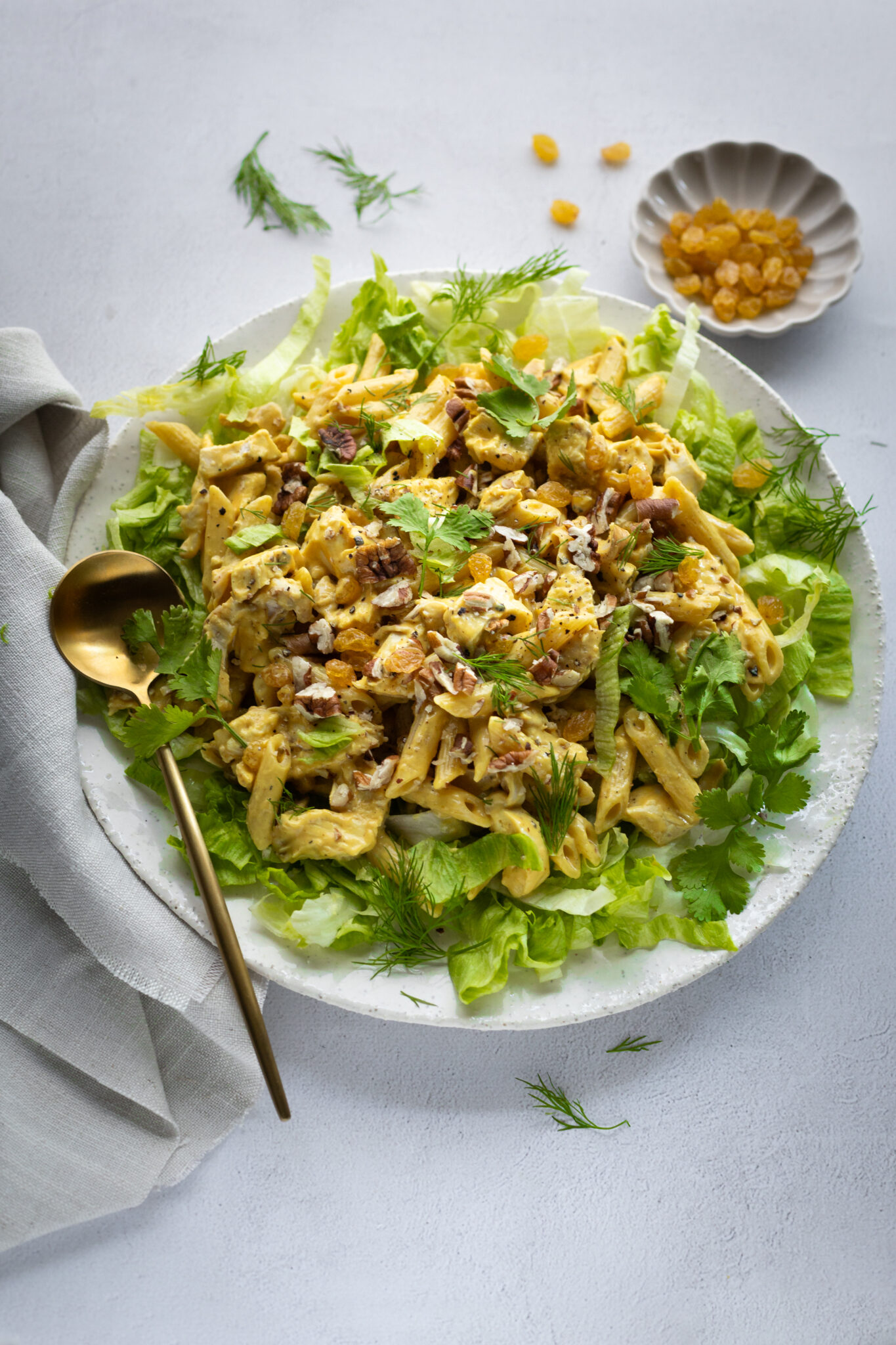 Easy coronation chicken pasta salad